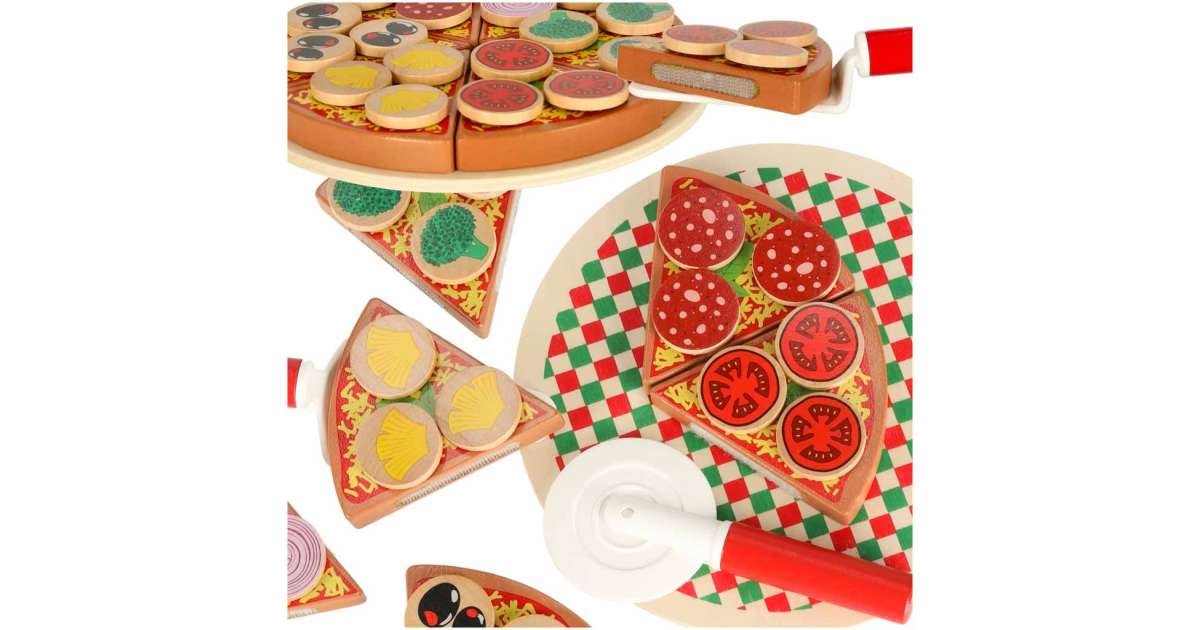 Pizza wooden toy set with accessories 20cm. Wholesale, import ...