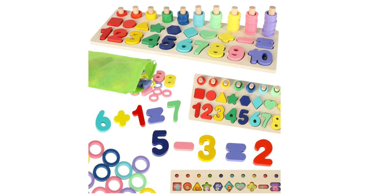 Montessori wooden number sorter 3in1 13x36cm - Ikonka - Hurtownia ...
