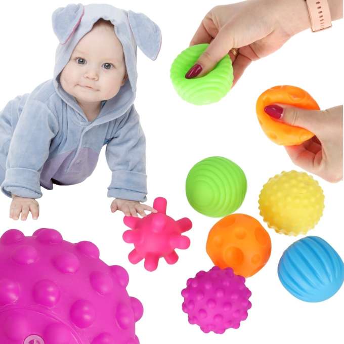Sensory balls toys set in a net. Wholesale, import. Wholesaler Ikonka.