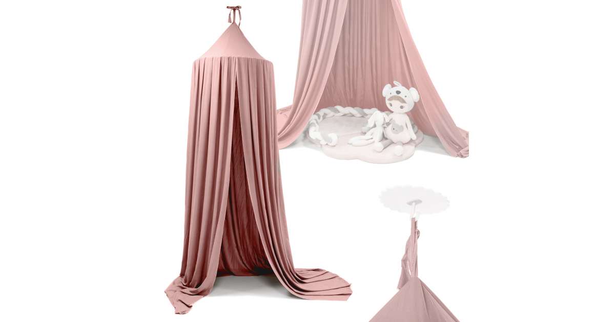 Hanging canopy bed baldachin curtain tipi tent pink - Ikonka ...