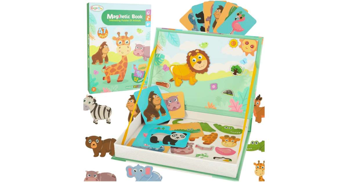 Magnetic puzzle animals safari 47el. - Ikonka - Hurtownia Internetowa