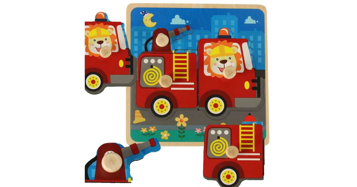 Wooden puzzle fire department - Ikonka - Hurtownia Internetowa