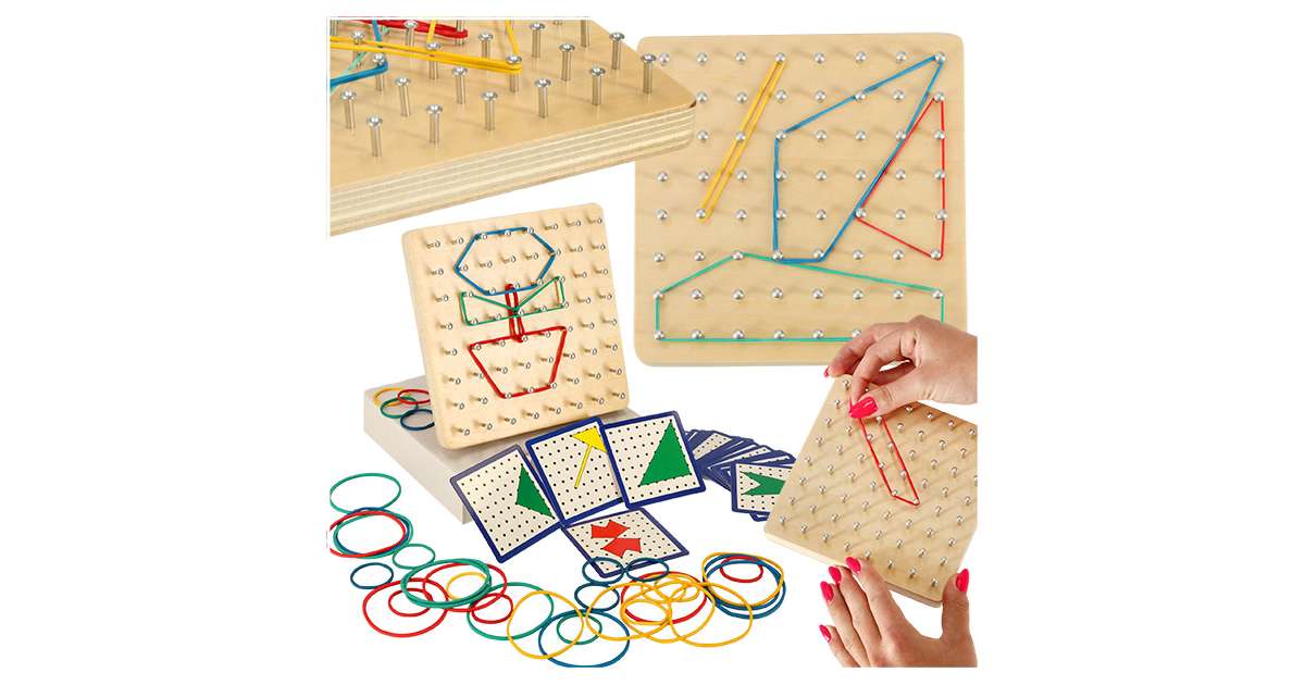 Geoboard geoplan wooden puzzle to create shapes with rubber bands ...