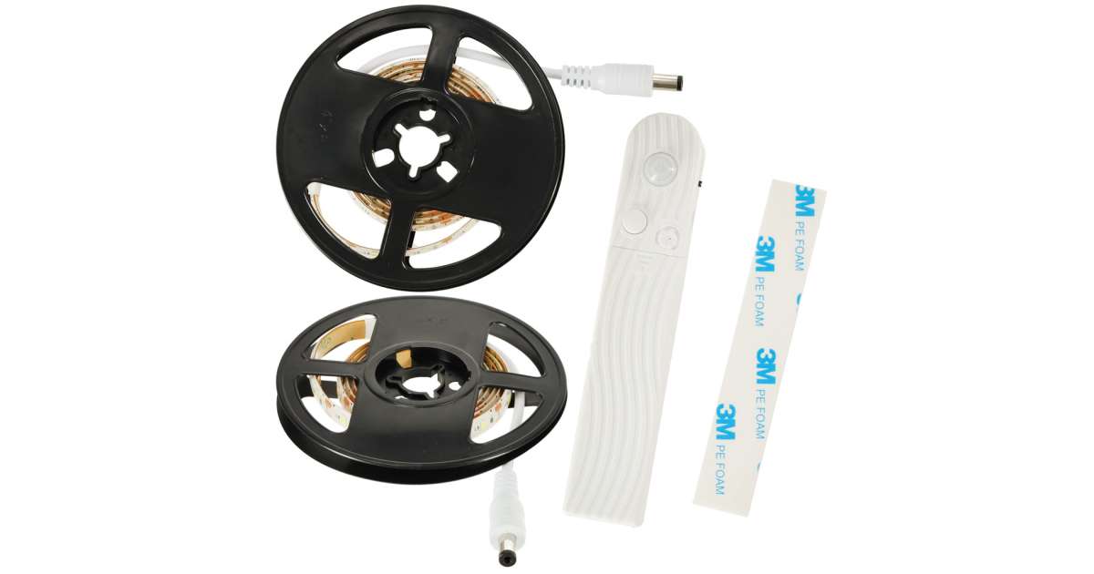 Taśma LED wodoodporna na baterie USB czujnik ruchu 1M 59LED ciepły ...