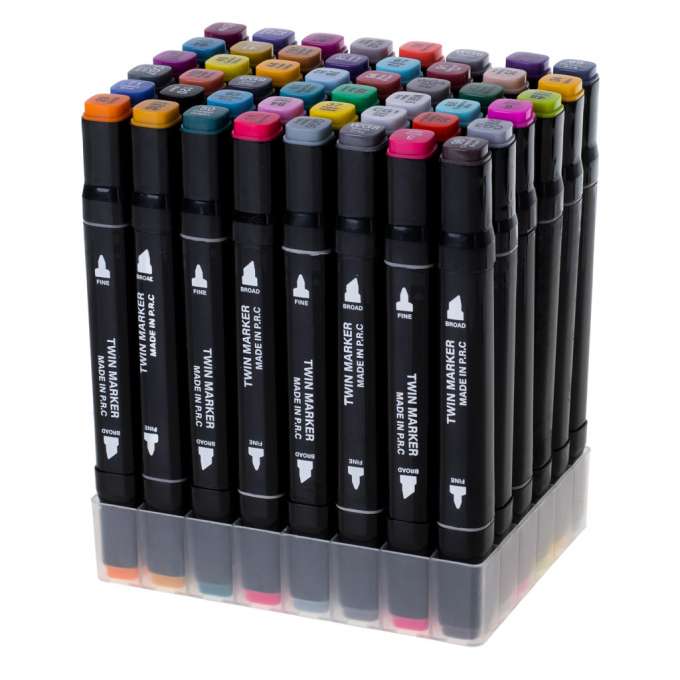 Double-sided alcohol markers in case 48 + stand - Ikonka - Hurtownia ...