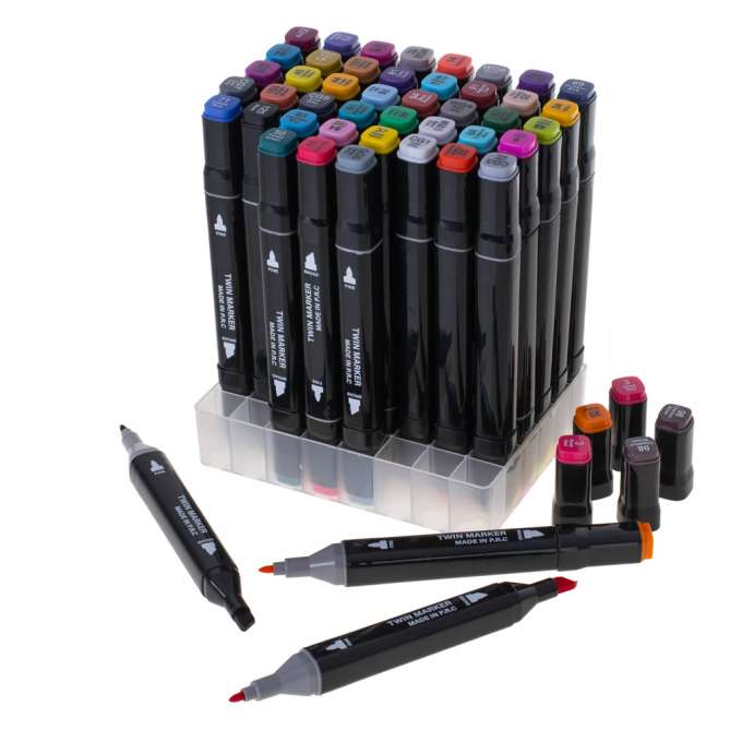 Double-sided alcohol markers in case 48 + stand - Ikonka - Hurtownia ...