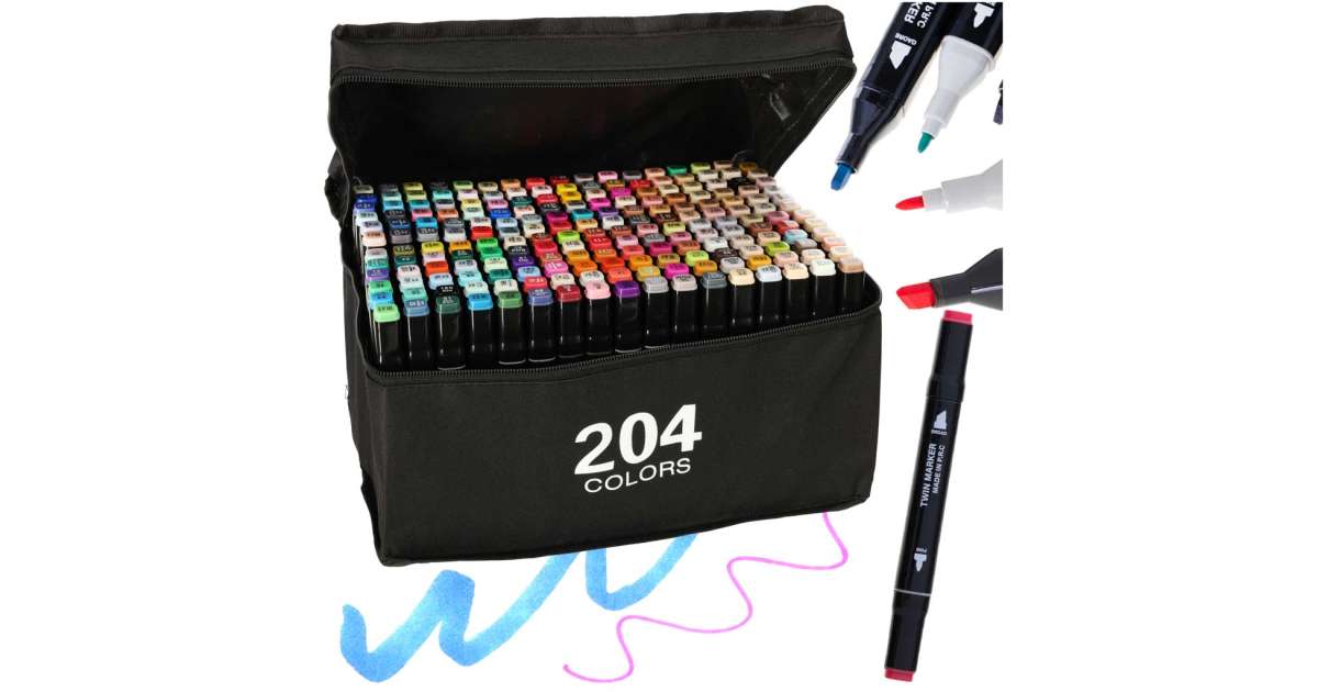 Double-sided alcohol markers in case 204 + stand - Ikonka - Hurtownia ...