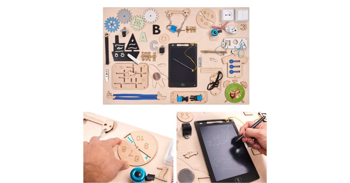 Wooden sensory manipulation board 75x50cm - Ikonka - Hurtownia Internetowa