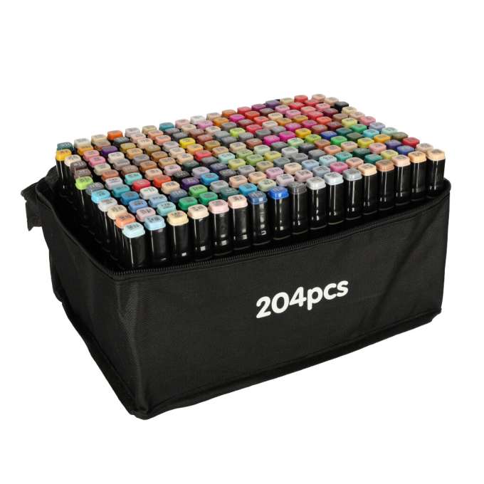Double-sided alcohol markers in case 204 + stand - Ikonka - Hurtownia ...