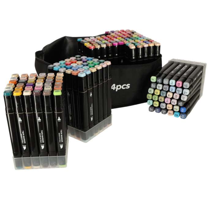 Double-sided alcohol markers in case 204 + stand - Ikonka - Hurtownia ...