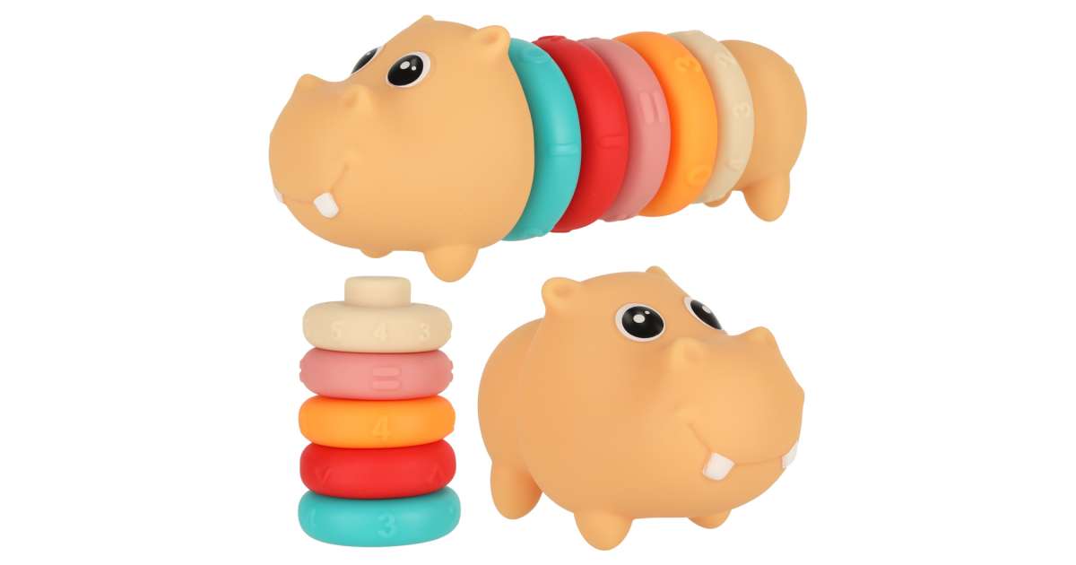 Educational sensory puzzle silicone hippo. Wholesale Ikonka.