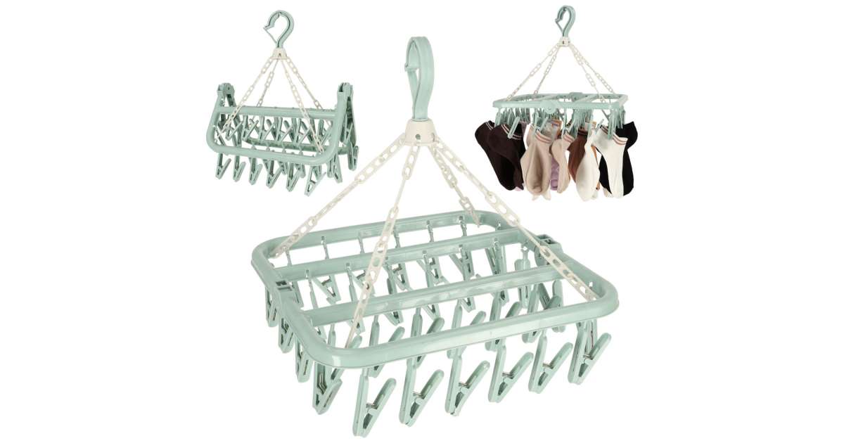 Linen laundry hanger 32 calmer blue - Ikonka - Hurtownia Internetowa