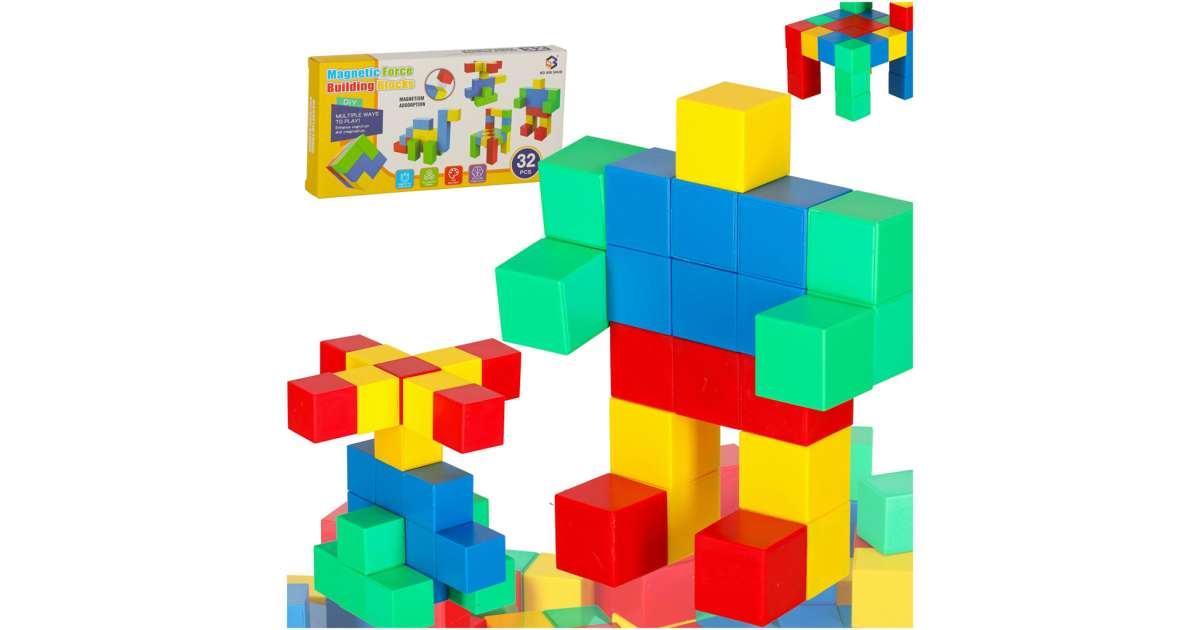 Bulding blocks magnetic cubic 32 el. Wholesale, import. Wholesaler Ikonka.