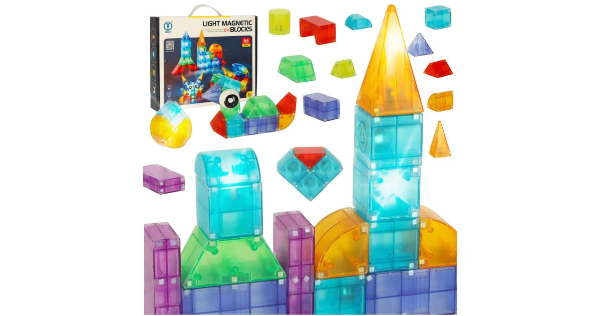 Magnetic light-up blocks 64 el. Wholesale, import. Wholesaler Ikonka.