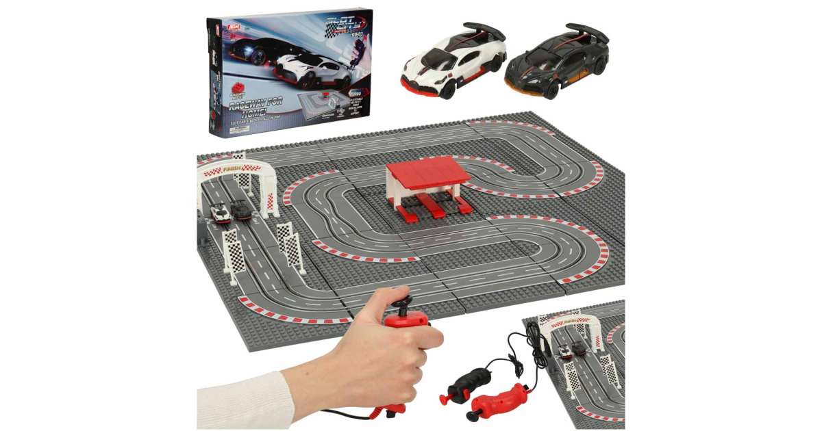 Electric racing car track + 2 cars construction blocks GD-03. Wholesale ...
