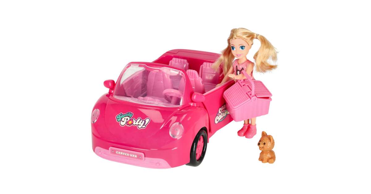 Doll car convertible pink. Wholesale, import. Wholesaler Ikonka.