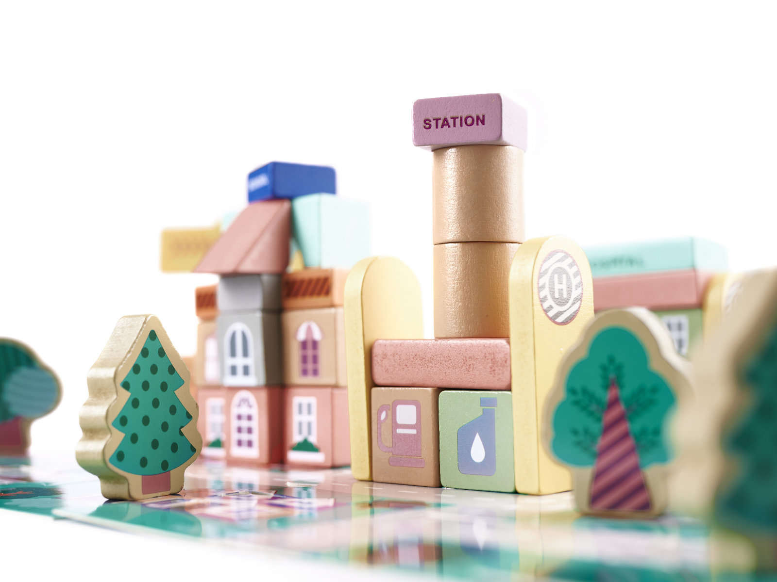 Wooden Building Blocks for Children - Ikonka Wholesale
