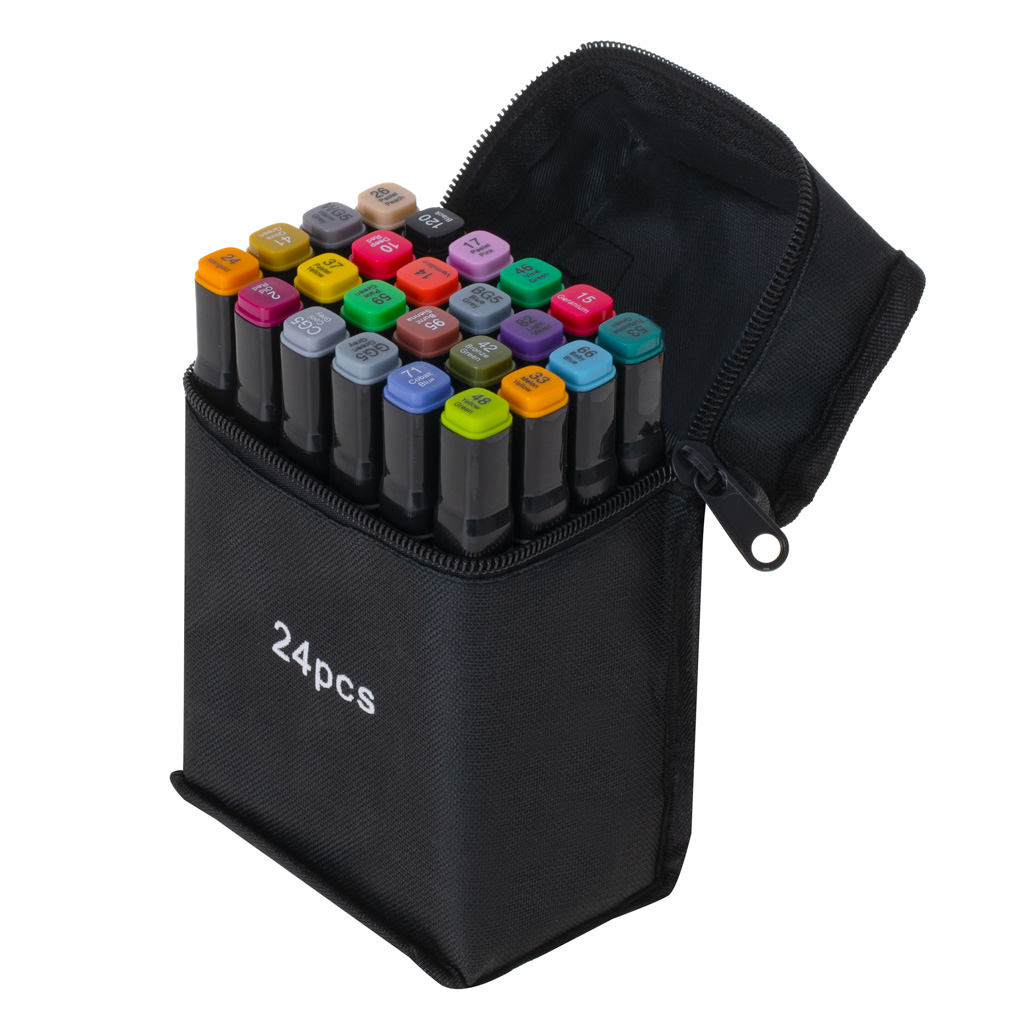 Double-sided alcohol markers in case 24 + stand - Ikonka - Hurtownia ...