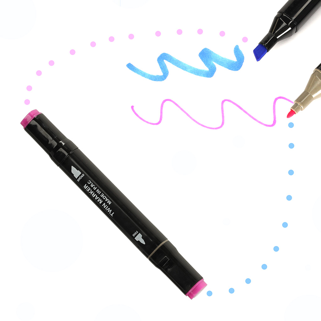 Double-sided alcohol markers in case 204 + stand - Ikonka - Hurtownia ...