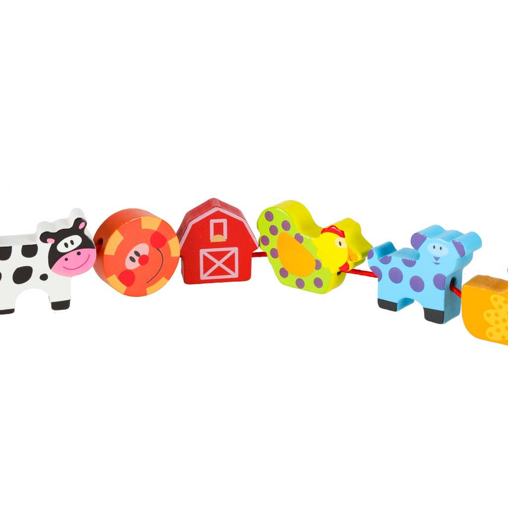 Wooden blocks for threading board board board farm animals - Ikonka ...