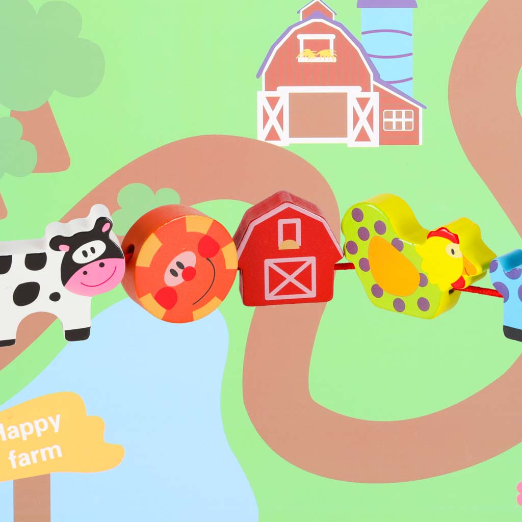Wooden blocks for threading board board board farm animals - Ikonka ...